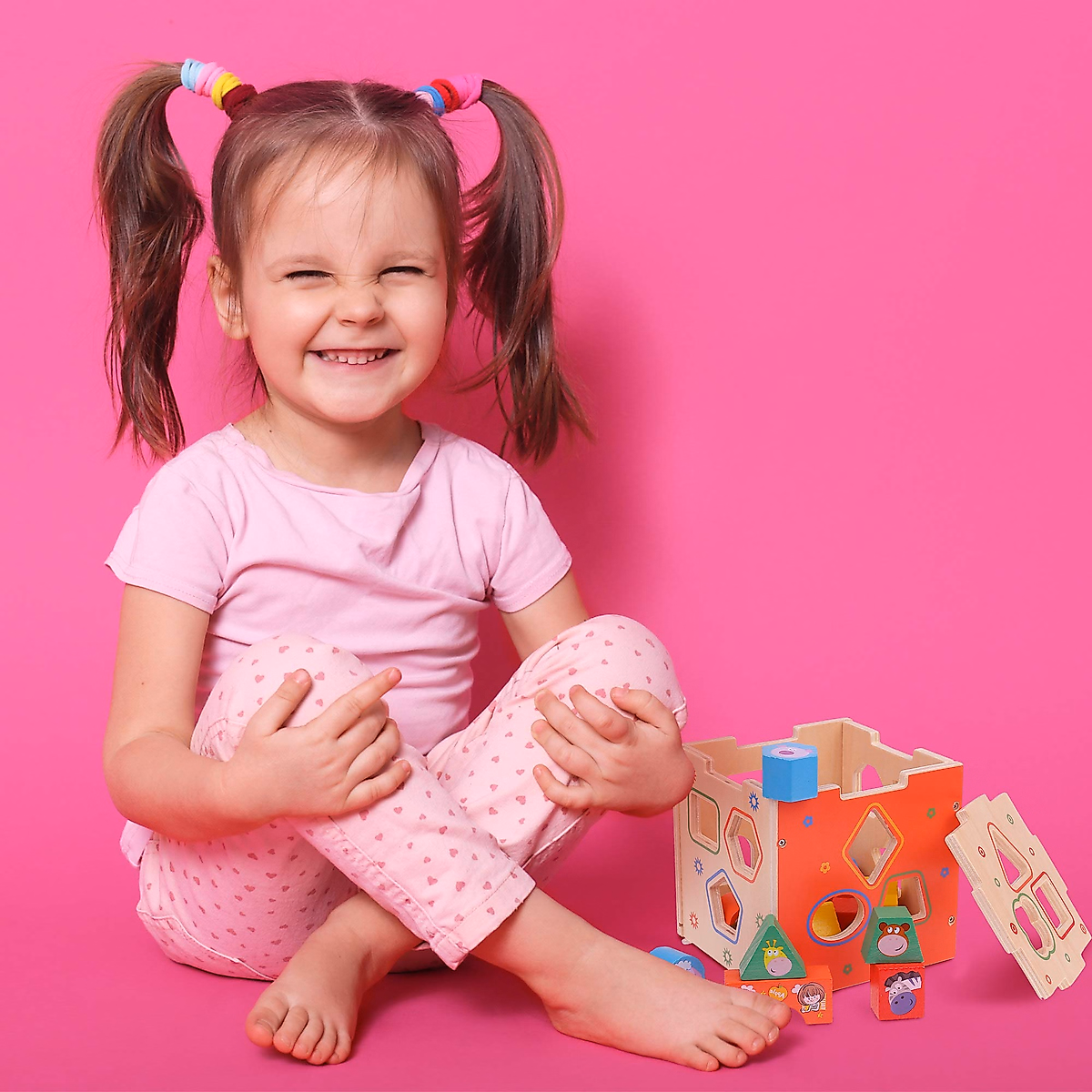 Wooden Kids Baby Activity Cube - Boys Gift Set | 1,2 Year Old Boy Gifts Toys | Developmental Toddler Educational Learning Boy Toys 12-18 Months |Shape Sorter for Birthday