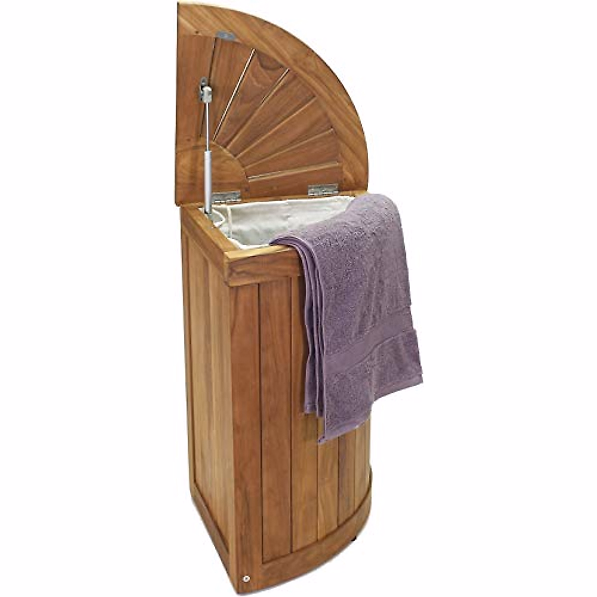 AquaTeak Kai Corner Teak Laundry & Storage Hamper