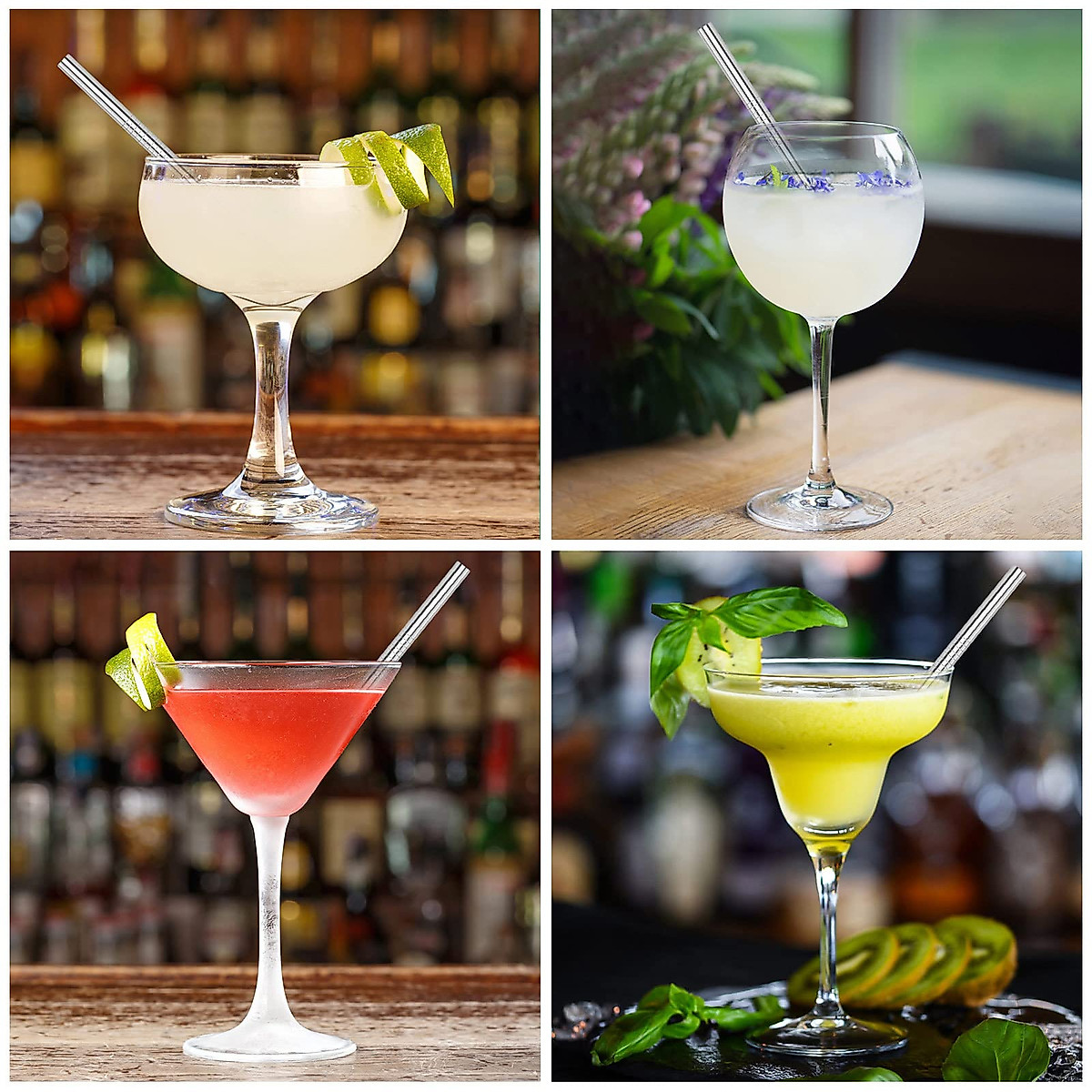 Kiemeu Short Metal Straws For Kids, Small Straws For Cocktails, Reusable Cocktail Straws For Drinks 5.5 Inch