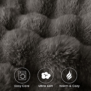 Cozy Faux Fur Blanket – Soft, Fluffy, Warm Bubble Blanket for Couch, Bed & Living Room | Large and Luxury Fleece Blanket | Ideal for Couch Throws, Decorative Throws, or Bed Comforter,Apricot Orange