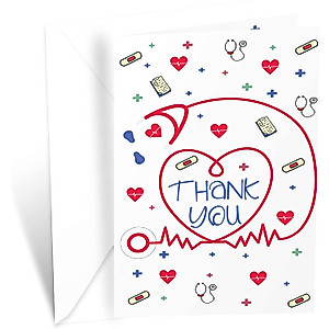 Prime Greetings 6 Pack Thank You Cards For Healthcare, Nurse, Doctor, Made in America, Eco-Friendly, Thick Card Stock with Premium Envelope 5in x 7.75in, Packaged in Protective Mailer