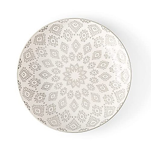 Signature Housewares Pad Print Set of 4 Assorted Dinner Bowls 8.5", 22oz, PP Gray