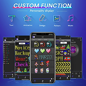 KJOY USB 5V LED Sign, Bluetooth, App Control, Flexible, Programmable Custom Text Pattern Animation Scrolling Display for Car, Store, Party, Bar, Hotel, Concert, 14.6''x3.6''