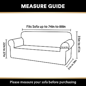 PrinceDeco Stretch Sofa Cover Slipcover Couch Covers for 3 Cushion Couch Furniture Protector Sofa Covers with Non Slip Elastic Bottom Dogs Pet Friendly Fitted (Sofa, Brown)