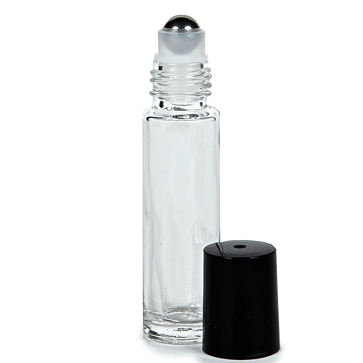 Vivaplex, 24, Clear, 10 ml Glass Roll-on Bottles with Stainless Steel Roller Balls. 3-3 ml Droppers included