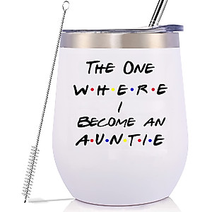 GEANHIL Baby Reveal Gifts for Aunt Sister Best Friends-New Aunt To Be-Pregnancy Announcement Gift-Friends TV Show-12oz Tumbler Coffee Mug Cup-THE ONE WHERE I BECOME AN AUNTIE