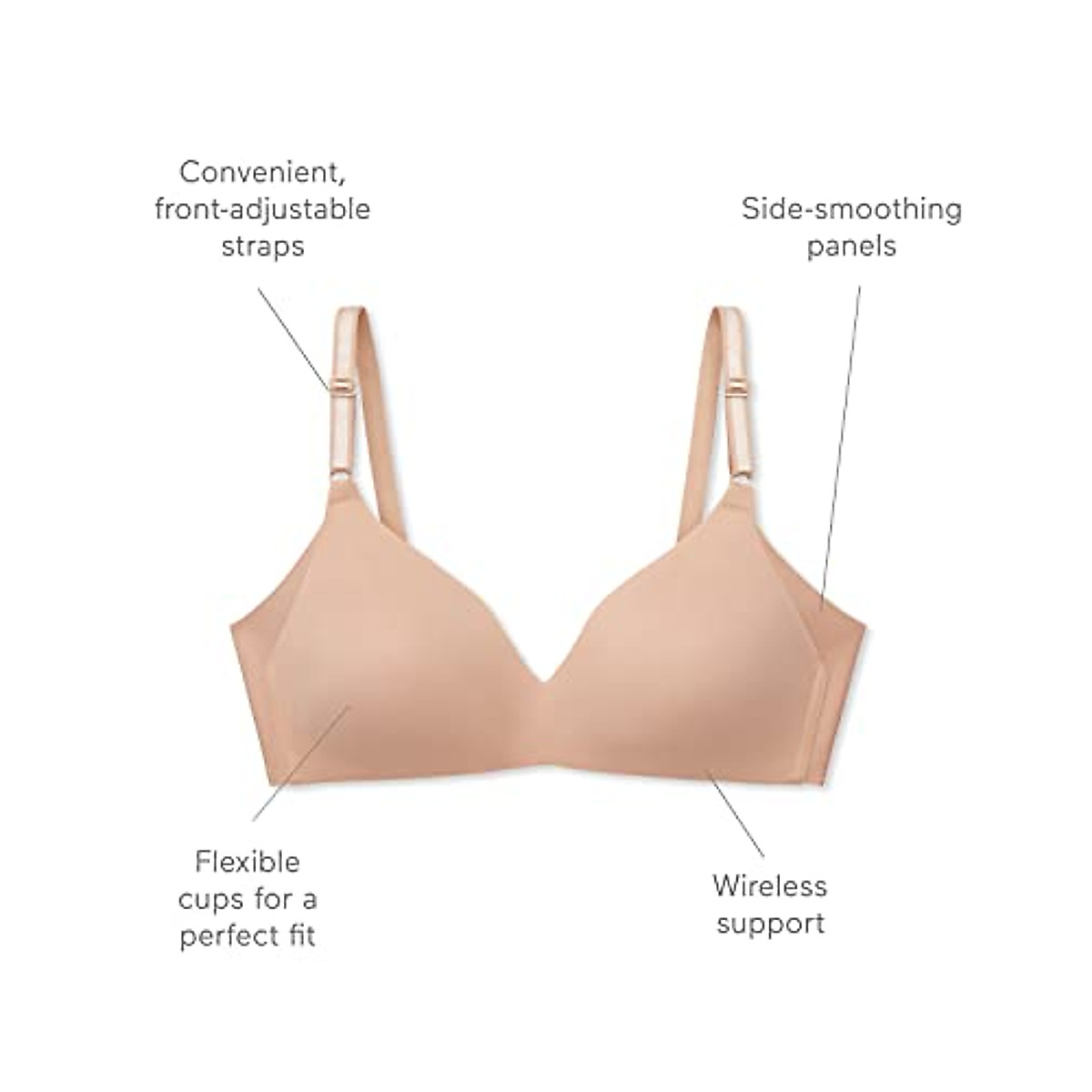 Warner's Women's No Side Effects Underarm-Smoothing Comfort Wireless Lightly Lined T-Shirt Bra 1056, Black, 40C