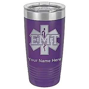 LaserGram 20oz Vacuum Insulated Tumbler Mug, EMT Emergency Medical Technician, Personalized Engraving Included (Dark Purple)