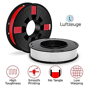 Luftzeuge PLA Filament 1.75mm with Excellent Adhesion - Dimensional Accuracy +/- 0.03mm for High Precision - Fit Most FDM Printers - 0.25KG Per Spool - 4 Colors Bundle (Black, White, Blue, Red)