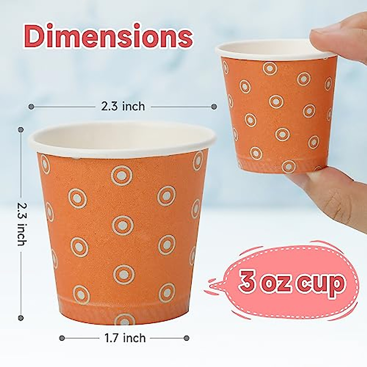 600 Pack 3 oz Disposable Paper Cups - Small Bathroom, Mouthwash & Mini Espresso Cups - Mixed Colors for Party, Picnic, BBQ, Travel & Home Events