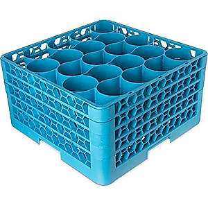 Carlisle FoodService Products RW20-314 OptiClean NeWave Polypropylene 20-Compartment Glass Rack with 4 Extenders, 19-3/4" Length x 19-3/4" Width x 10.30" Height, Blue (Case of 2)