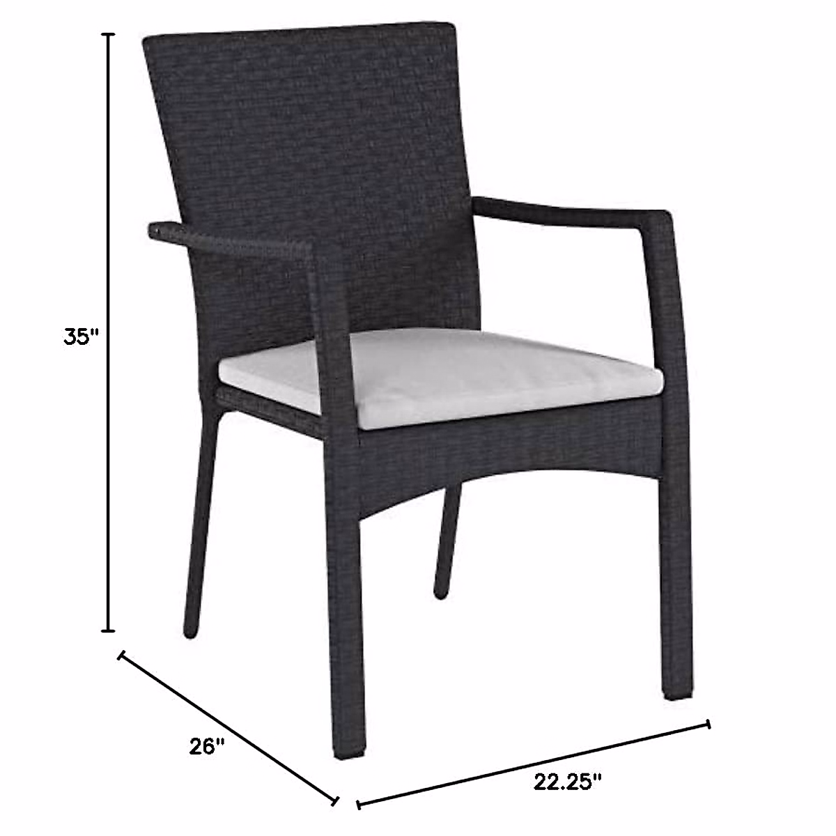 Christopher Knight Home Corsica Outdoor Wicker Dining Chairs with Cushions, 2-Pcs Set, Grey