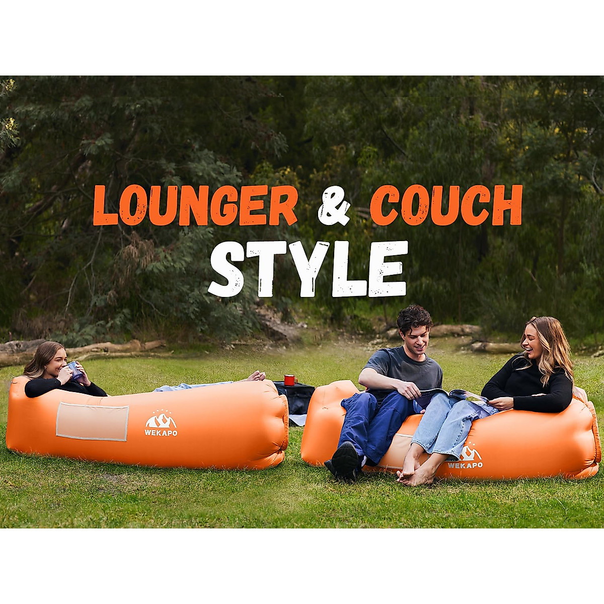 WEKAPO Inflatable Lounger Air Sofa Hammock-Portable,Water Proof& Anti-Air Leaking Design-Ideal Couch for Backyard Lakeside Beach Traveling Camping Picnics & Music Festivals