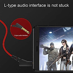 Gaweb Earphones, G31 L-Shaped 3.5mm Dynamic Wired in-Ear Gaming Earbud with Mic for Phone/PC - Red