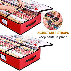 Ohuhu Wrapping Paper Storage Containers, Gift Wrap Organizer, Wrapping Paper Holder, 600D Oxford Cloth Tear-Resistant and Waterproof, 40.5'' Fits 18-24 Standers Rolls (red)