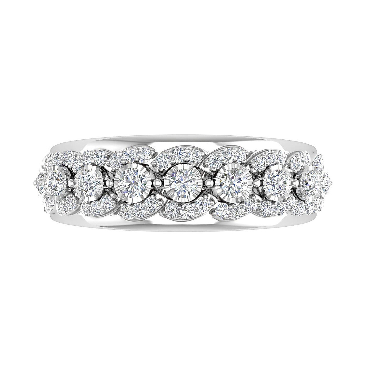 FINEROCK 1/2 Carat Diamond Wedding Band Ring in 925 Sterling Silver (Ring Size 7)