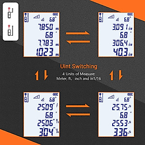 Laser Measure Mute Distance with 2 Bubble Levels, Measure Distance, Area and Volume HD50