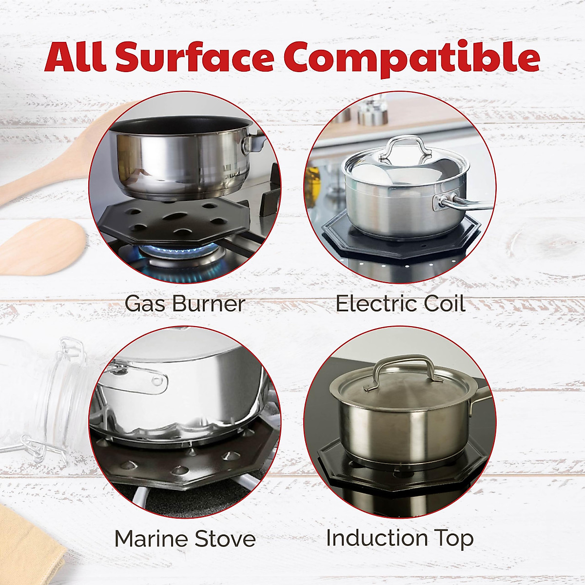 SimmerMat Heat Diffuser - Flame Diffuser Stove Cover Ring - Fire Diffuser for Any Type of Electric or Gas Stove - Dishwasher Safe Stove Top Cover - Steel Plates for Simmering and Slow Cooking - 2 Pack