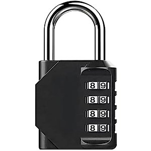 Gym Padlock, 4 Digit Outdoor Waterproof Resettable Combination Padlock for School Gym Locker(1 Pack Black)