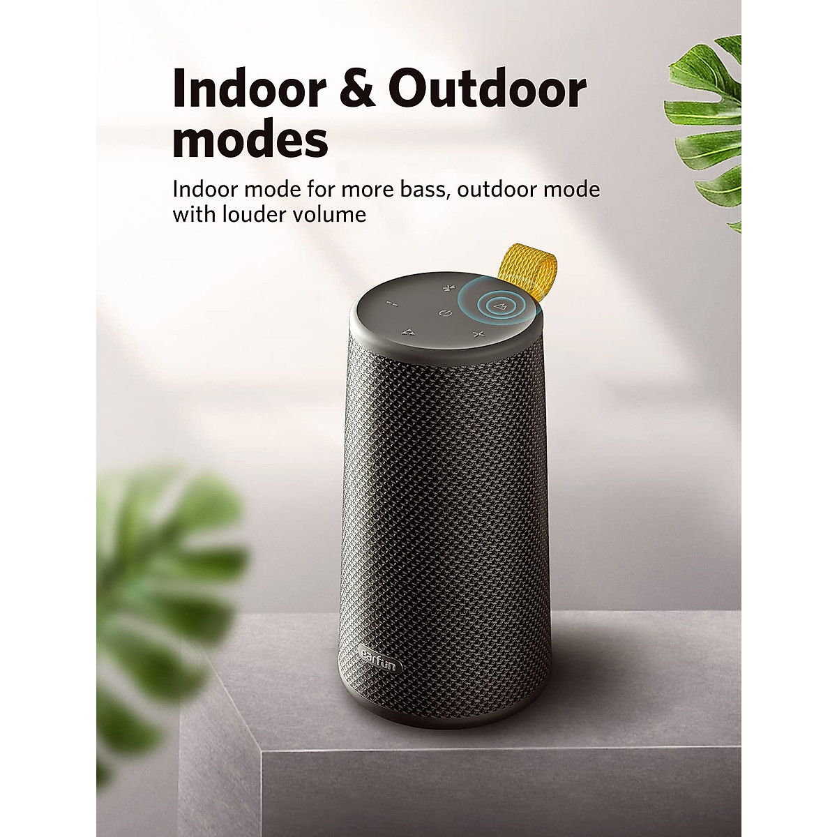 EarFun® UBOOM Bluetooth Speaker, [24W Stereo Sound] Boom Bass, 360° Surround Sound, Sweatshield™ IPX7 Waterproof, Indoor & Outdoor Modes, Dual Pairing, 24Hrs, Portable Wireless Speaker for iPhone etc