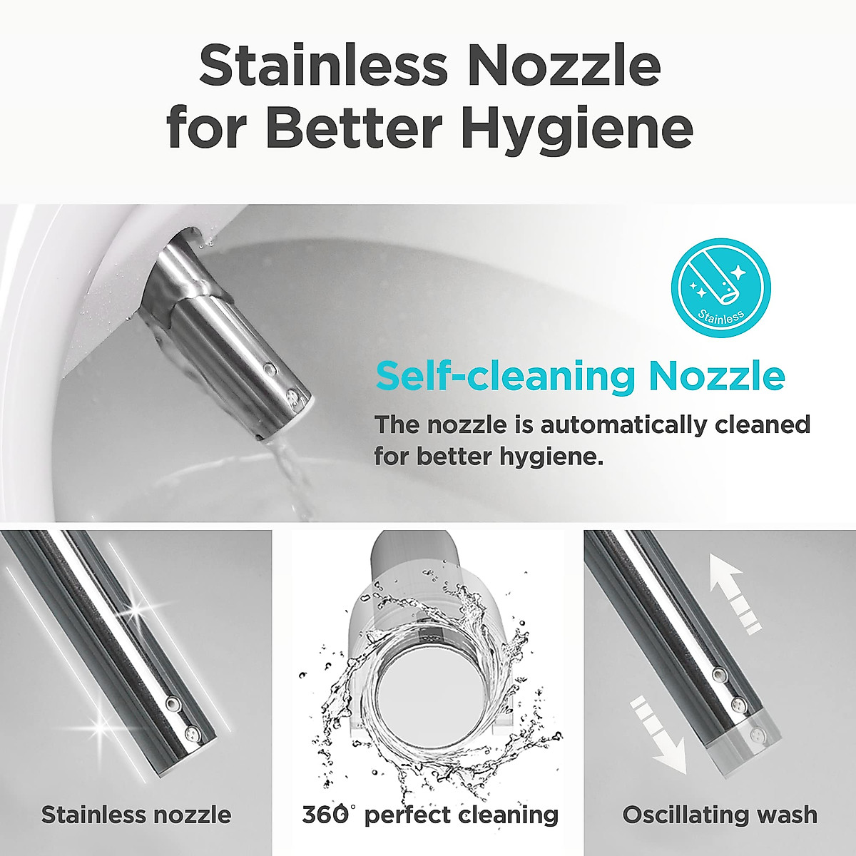 Blooming NB-1360E Bidet Toilet Seat, Warm Water with Stainless Steel Nozzle, Warm Air Dryer, Heated Toilet Seat, Sittable Lid, Nightlight, Fits Elongated Toilets, White (Elongated)