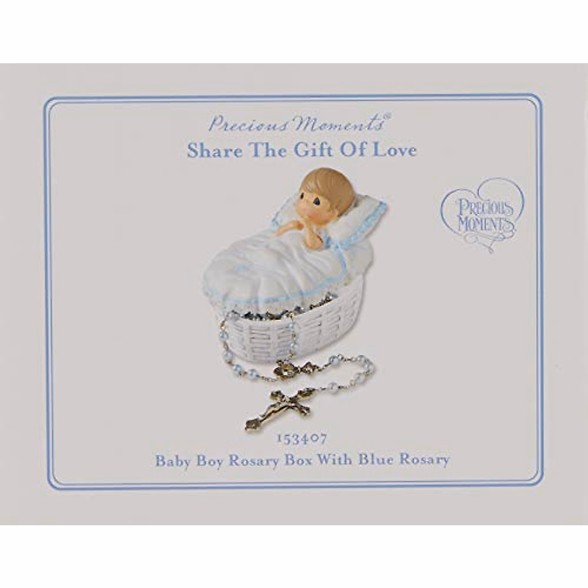 Precious Moments, Baptized In His Name Resin Box With Rosary, For Boy, 153407