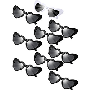 Frienda 9 Pairs Heart Shaped Sunglasses Bachelorette Heart Sunglasses for Women for Bachelorette Party Gift Favors (White Grey, Black Grey)