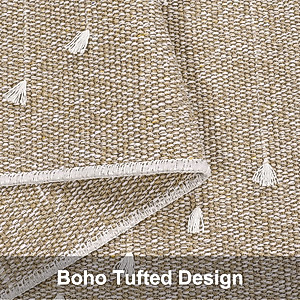 LIVEBOX Boho Rug for Bedroom, 3' x 5' Khaki Farmhouse Washable Area Rug for Kitchen,Moroccan Cotton Carpet Indoor Throw Rug Doormat for Laundry Room Hallway Entryway