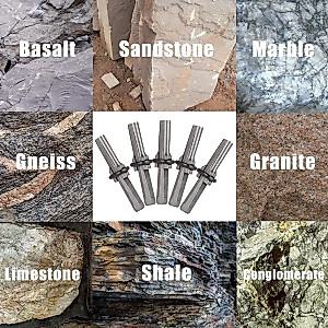 ABuff 10 Packs of Heavy Duty Wedge and Feather Shims, 5/8 Inch Plug Shim and Wedge Concrete Rock Stone Splitter Hand Tools