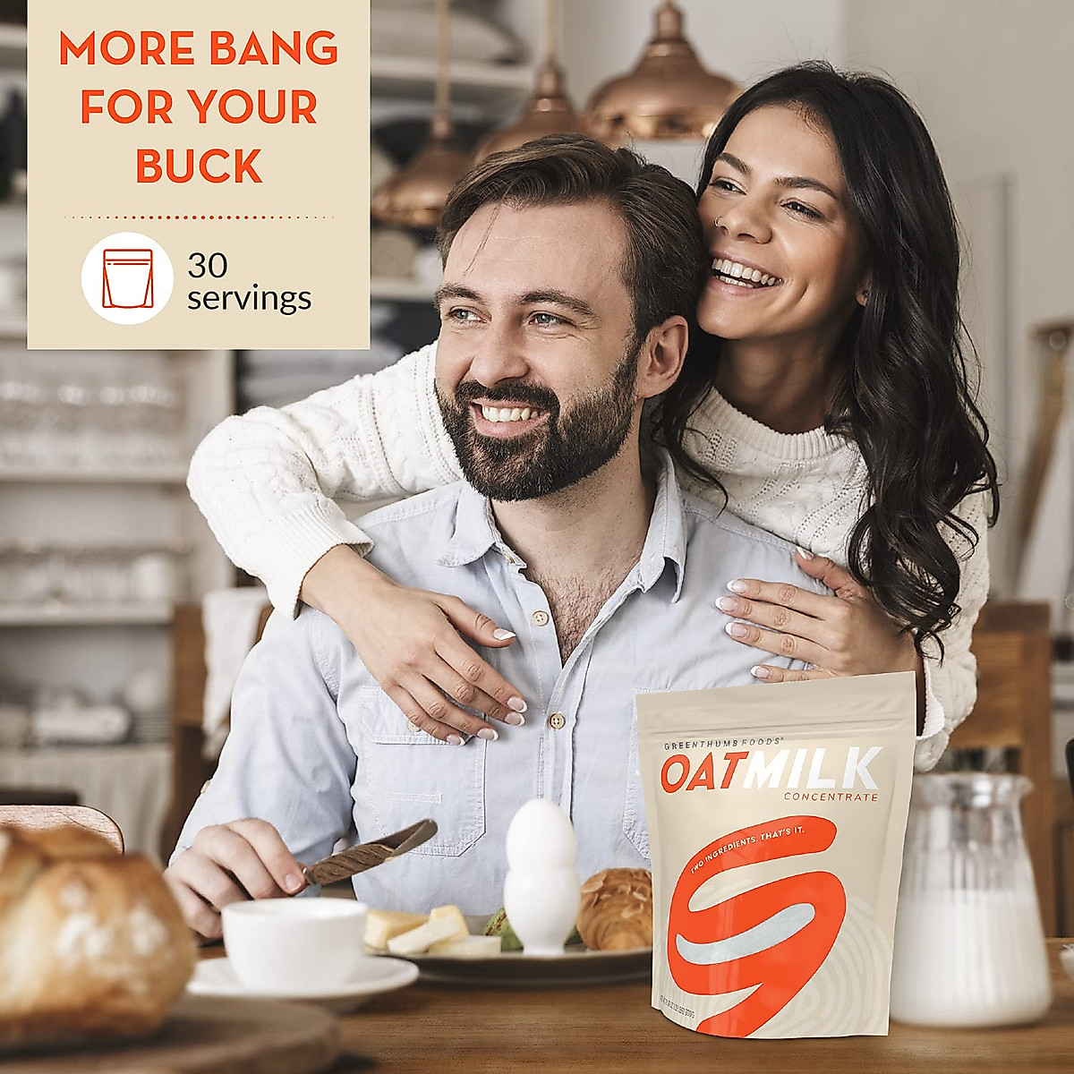 Green Thumb Foods Oat Milk Powder - Makes 1.87 gallons, Plant Based, Gluten Free, Non Dairy, Vegan, Non GMO, Shelf Stable, Unsweetened, Made In The USA