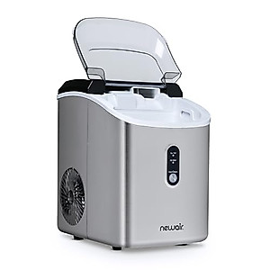 Newair Nugget Countertop Ice Maker Machine | 26 lbs. | Sonic Ice Maker in Stainless Steel, Self-Cleaning Function, Refillable Water Tank, Perfect Canes Ice for Kitchens, Offices, Home Coffee Bars