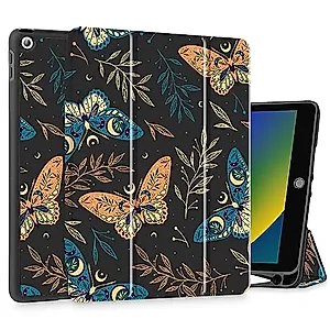 SUROCASE Case Compatible with iPad 10.2 Inch 2021/2020 iPad 9th/8th Generation & 2019 iPad 7th Generation with Pencil Holder, Protective Case with Soft TPU Back, Auto Sleep/Wake Cover, Butterfly