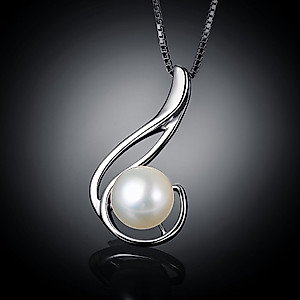 NONNYL Pearl Necklaces for Women Freshwater Cultured 8mm Pearls Pendant Jewelry Gifts - Gifts for Mom Wife Girlfriend Her on Anniversary Valentines Day Mothers Day Birthday Christmas Gifts