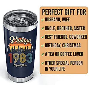 40th Birthday Gifts Women, Men - 40th Birthday Decorations Women, Men - 1983 40th Birthday Gift, 40 Year Old Birthday Gifts For Women Unique - Funny Happy 40th Turning 40 Cup Ideas - Tumbler 20 Oz