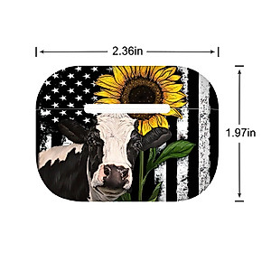 Cow Sunflower Flag Airpods Case Compatiable with Airpods pro - Airpods pro Cover with Key Chain, Full Protective Durable Shockproof Personalize Wireless Headphone Case