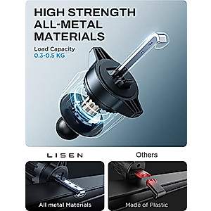 LISEN Car Phone Holder [Anti-Slip Silicone Design] Universal Vent Phone Mount for Car with Acrylic Clear Material Car Mount for iPhone 14 13 12 11 X XR Pro Max Mini 8 7 6 Plus and More