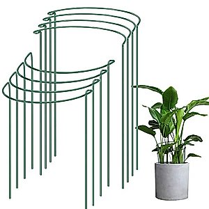 IPSXP Plant Support Stake, 8-Pack Half Round Metal Garden Plant Supports, Green Garden Plant Support Ring, Garden Border Supports, Plant Support Ring Cage for Tomato, Roses, Hydrangea, Flowers Vine