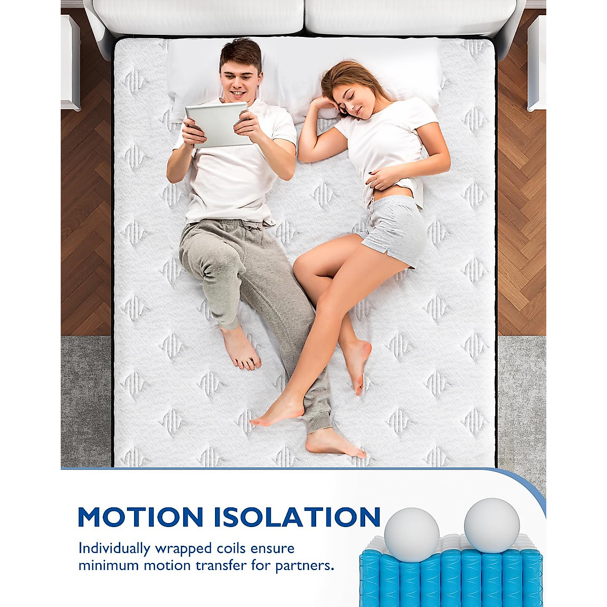 BedStory King Size Mattress - 14 Inch Hybrid King Mattress in a Box - Individual Pocket Springs for Motion Isolation, 76”x80”
