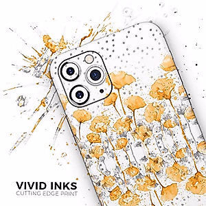 Design Skinz Karamfila Yellow & Gray Floral V2 - DesignSkinz Protective Vinyl Decal Wrap Skin Cover Compatible with The Apple iPhone Xs (Full-Body, Screen Trim & Back Glass Skin)