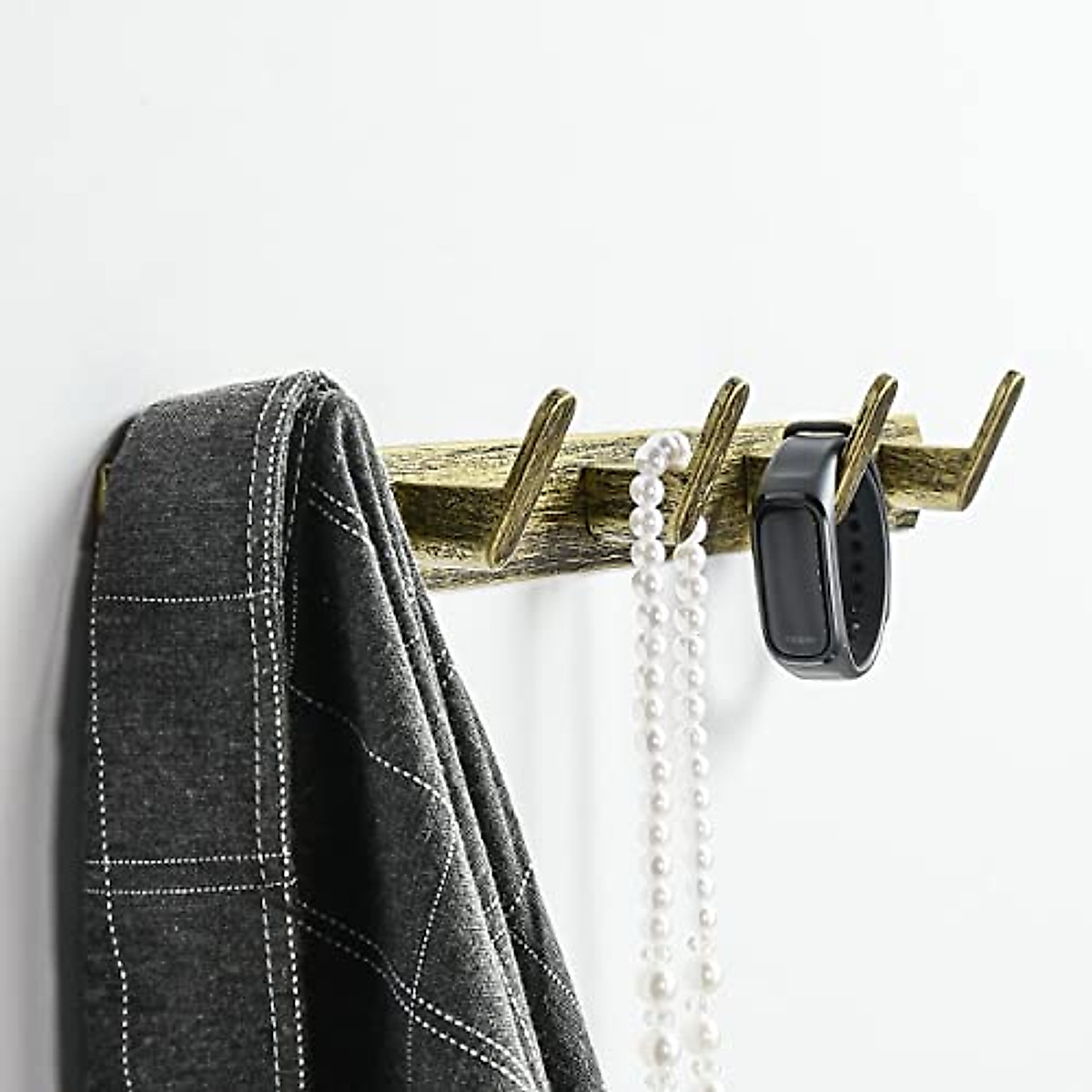 JYL HOME Heavy Duty Metal Coat Hook Wall Mounted Hat Hanger Modern Key Towel Hanger 5 Hooks, Bronze
