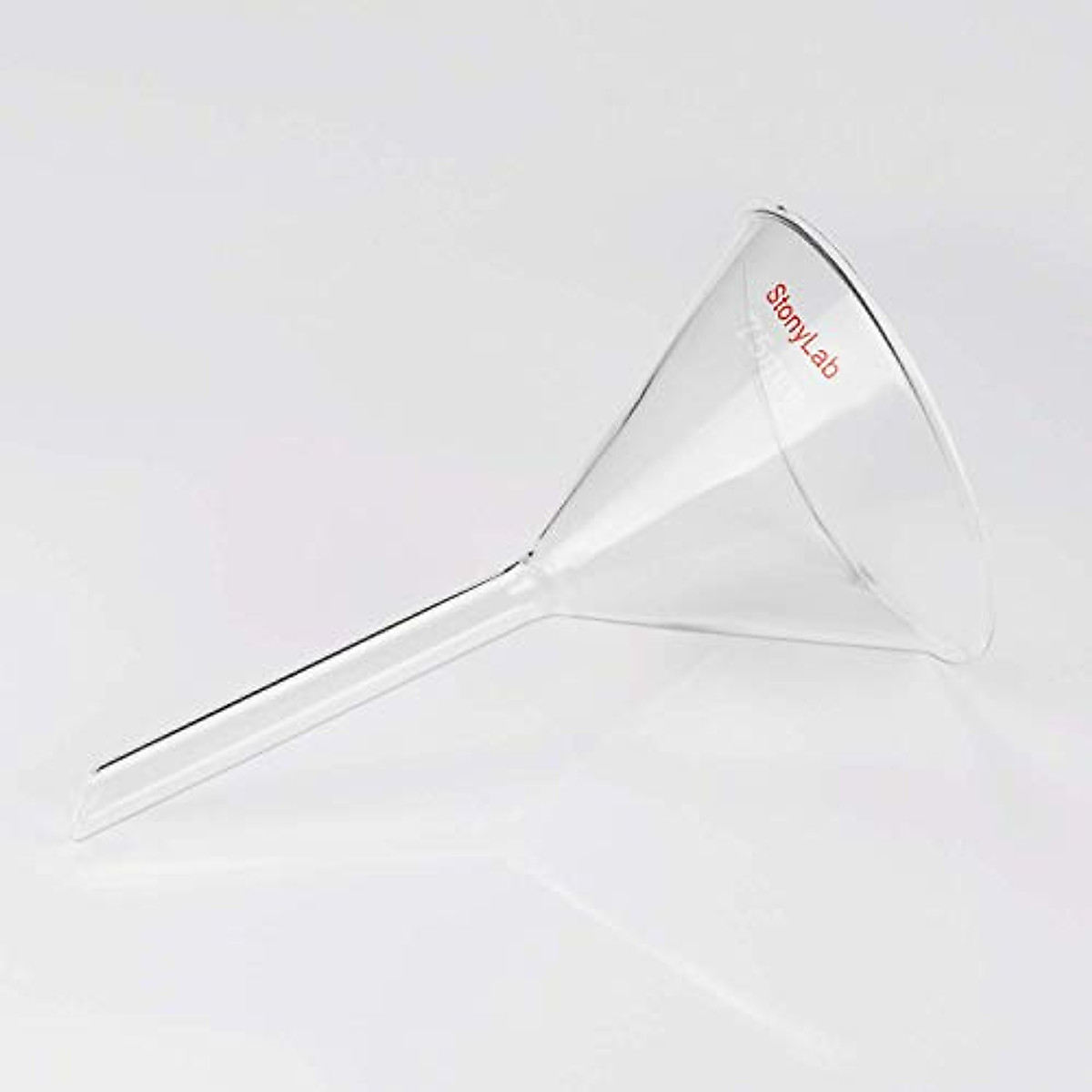 StonyLab 2-Pack Glass Heavy Wall Funnel Borosilicate Glass Funnel, Short Stem 75mm Diameter, 75mm Stem Length