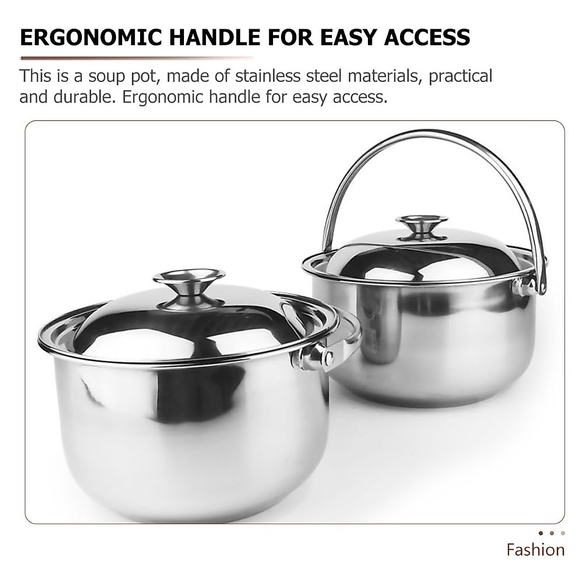 BESTonZON Stainless Steel Cooking Pot, Stock Pot with Lid and Handle, Kitchen Stock Pot Multi-functional Pot Non Stick Stockpot Petit Pot, Stainless Steel Induction Pot for Household and Camping