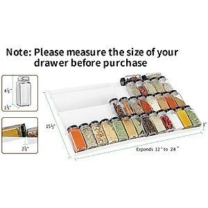 QIZENME Adjustable Spice Rack, 4 Tier Expandable Tray Drawer Organizer 12" to 24" Stackable Tray, Spice Storage Organizer Insert, for Spice Jars, Vitamins, Seasonings Kitchen Drawer Cabinet 2 Pack