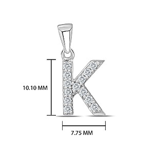 Diamond Wish 14k White Gold Letter K Diamond A to Z Initial Pendant Necklace (1/10cttw) with 18-inch chain