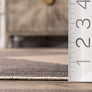 nuLOOM 3' x 5' Easy-Jute SuperiorWash Area Rug, Machine Washable, Non-Slip, for Living Room Bedroom Kids Room Nursery Home Decor, Simple Brown