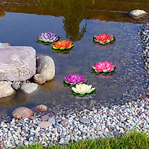 Linyida 7PCS Artificial Floating Foam Lotus Flowers,Artificial Water Lily Pads，Lotus Lilies Pad Ornaments for Patio Koi Pond Pool Aquarium Home Garden Wedding Party Holiday Event Decorations。Colorful