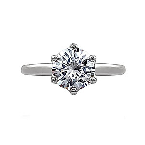 Amazon Essentials Platinum-Plated Sterling Silver Solitaire Ring set with Round Infinite Elements Cubic Zirconia (3 cttw), Size 7 (previously Amazon Collection)
