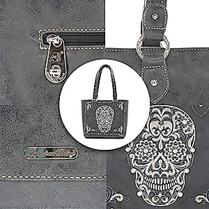 Montana West Leather Tote Bag Sugar Skull Handbag Shoulder Bag For Women ABZ-G012WBK
