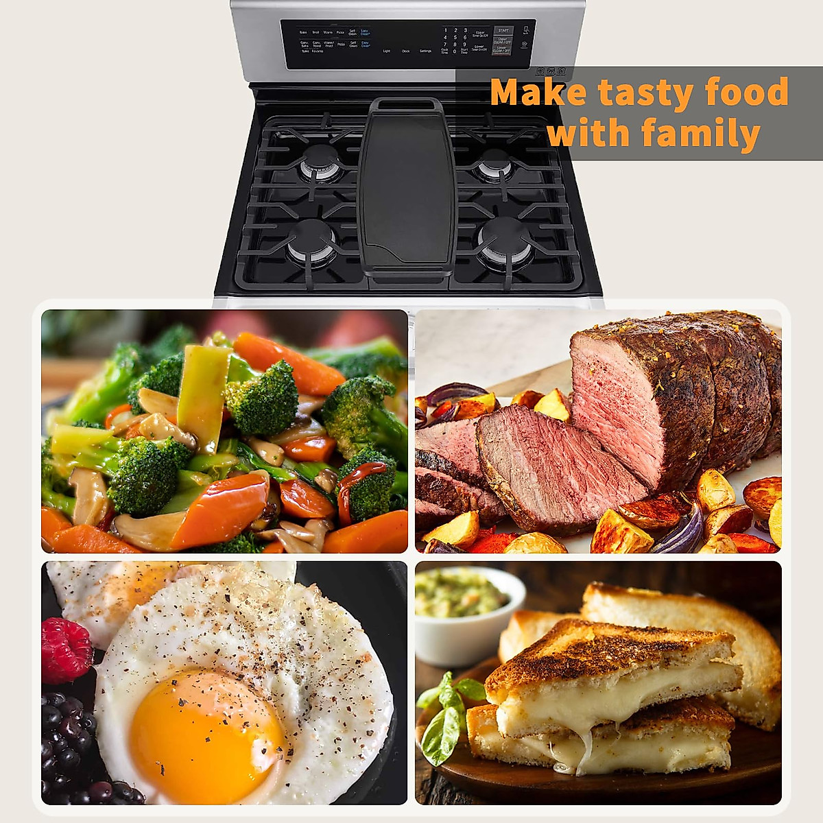 19.1 In AEB72914211 Griddle Replacement Parts for LG Gas Stove Parts Top Cast Iron Griddle AEB72914208 AEB72914204 LG Gas Range Cooktop Griddle Plate LDG4313ST Center Burner Griddle Flat Top Pan 1Pcs