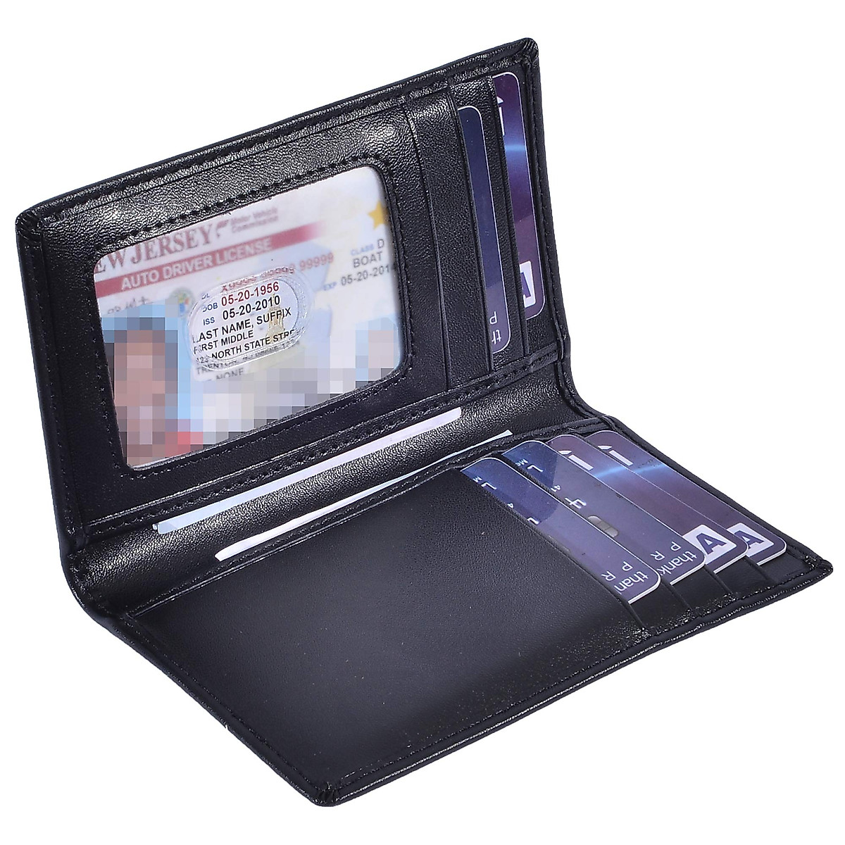 YUHAN PRETTY Slim Thin ID/Credit Card Holder Leather Bifold Front Pocket Wallet RFID Blocking (Black)